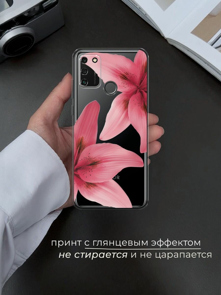Чехол на Honor 9A / Хонор 9А с принтом "Pink flower" — фото 1