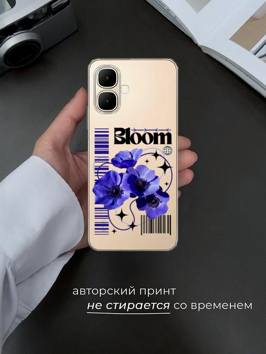 Чехол на Infinix Smart 10 / Инфиникс Смарт 10 с принтом "Завораживающие анемоны", прозрачный — фото 1