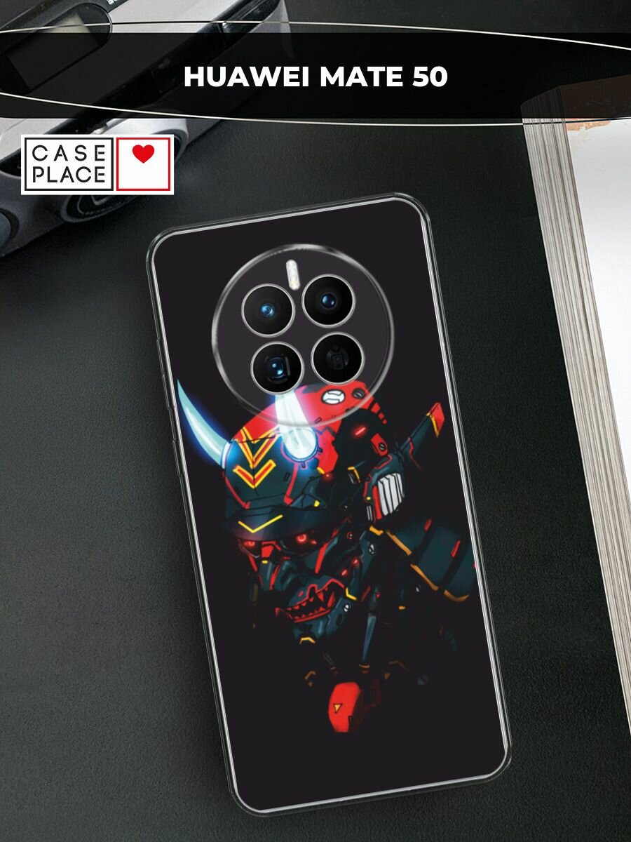 Чехол на Huawei Mate 50 / Хуавей Мате 50 с принтом "Неоновый самурай"