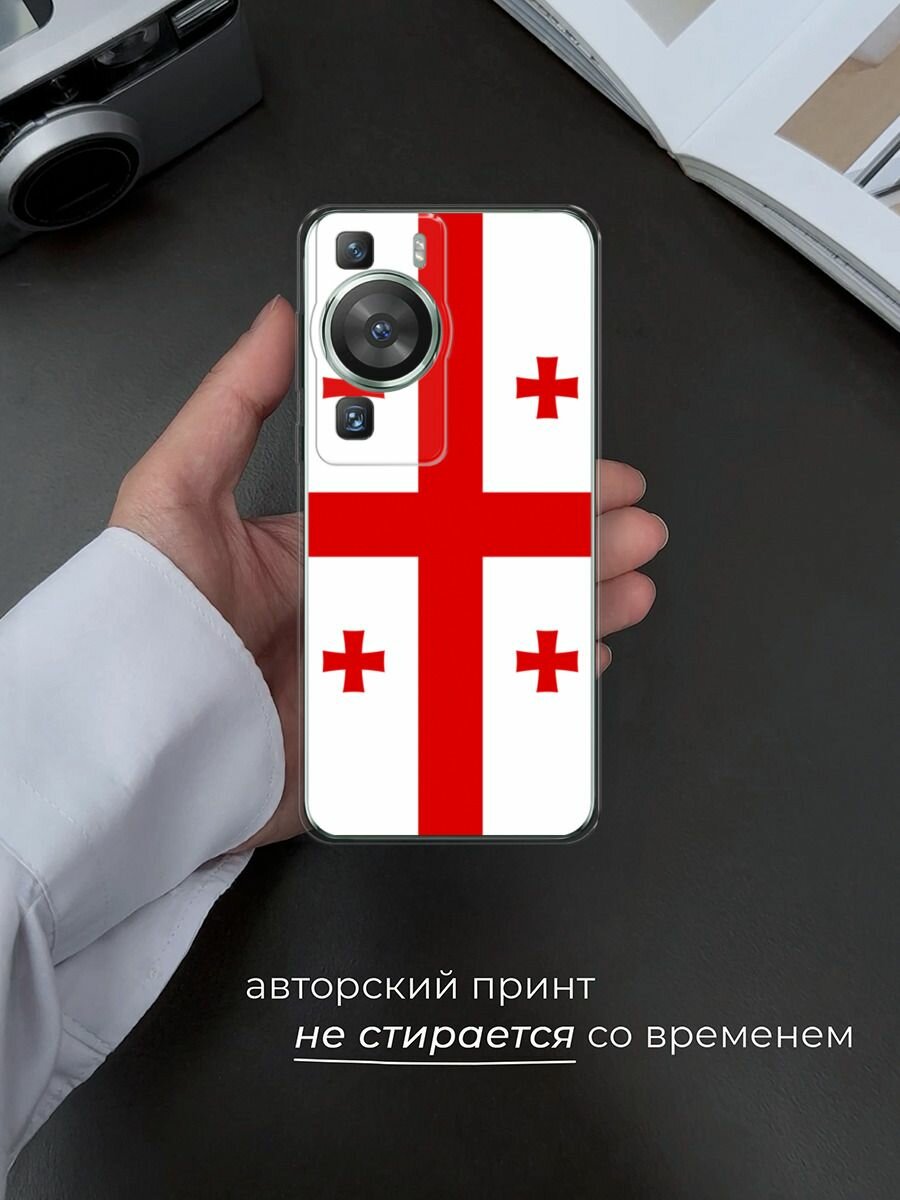 Чехол на Huawei P60/P60 Pro / Хуавей P60/P60 Про с принтом "Флаг Грузии" — фото 1