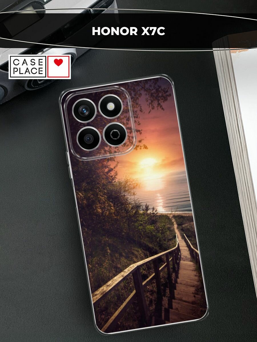 Силиконовый чехол на Honor X7c / Хонор X7c с принтом "Мост у воды"