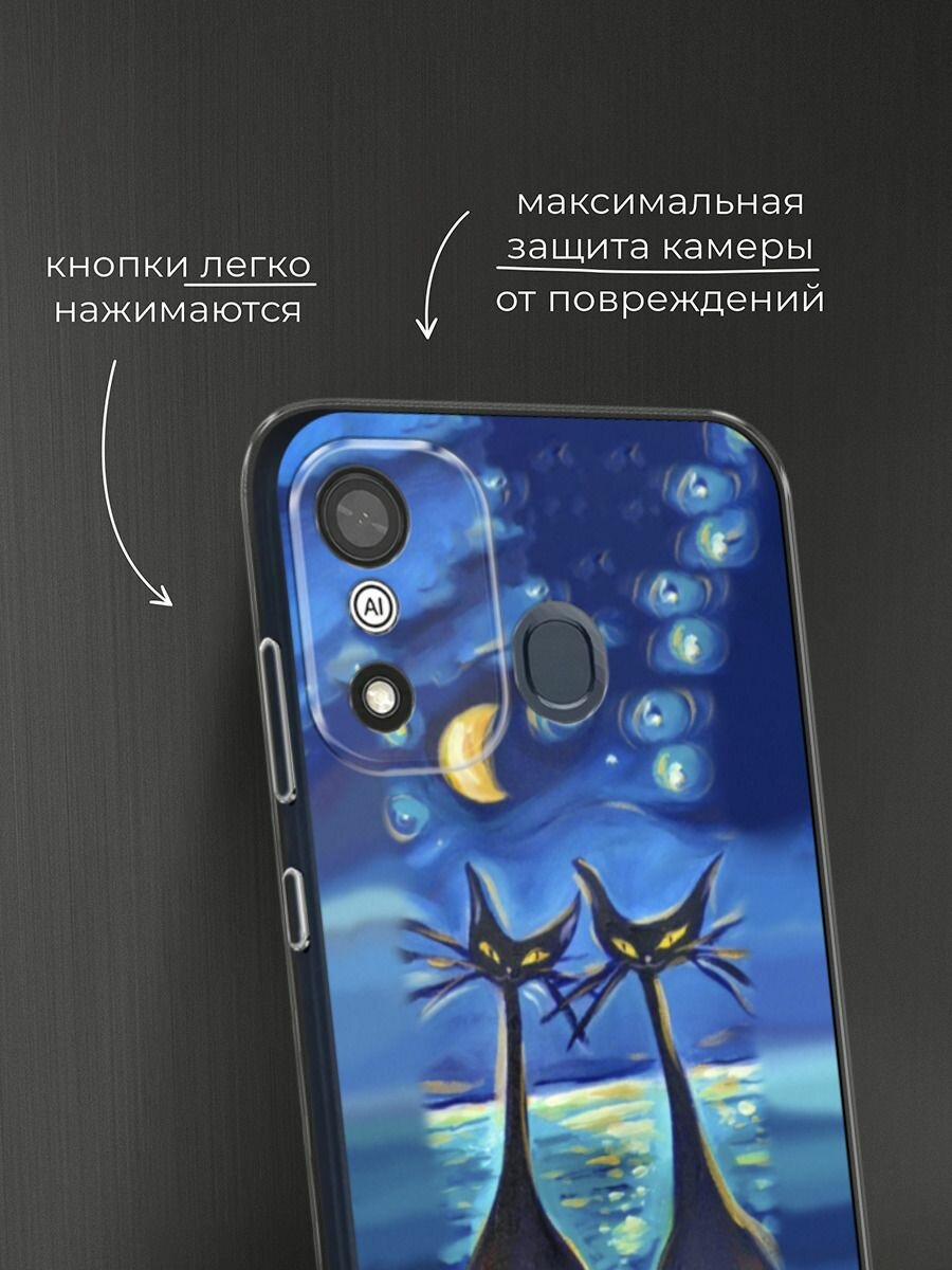 Чехол на Itel A27 / Ител А27 с принтом "Влюбленные котики 7" — фото 1