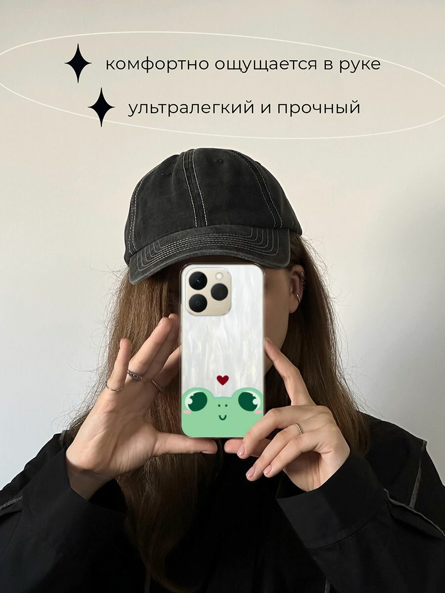 Чехол на Realme 15T / Реалми 15Т с принтом "Влюблённая лягушка - 14 февраля", прозрачный — фото 1