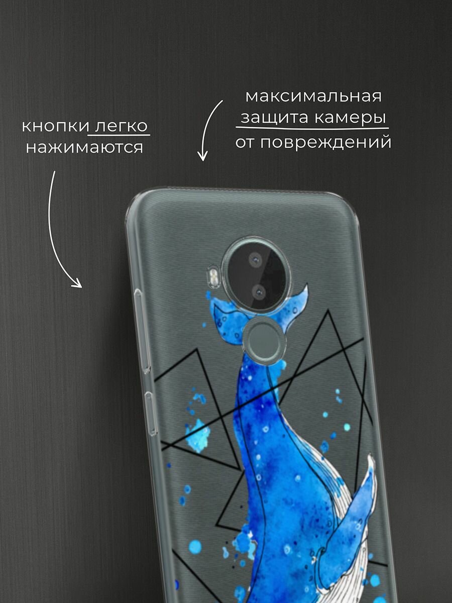 Чехол на Nokia C30 / Нокия C30 с принтом "Кит графика", прозрачный — фото 1