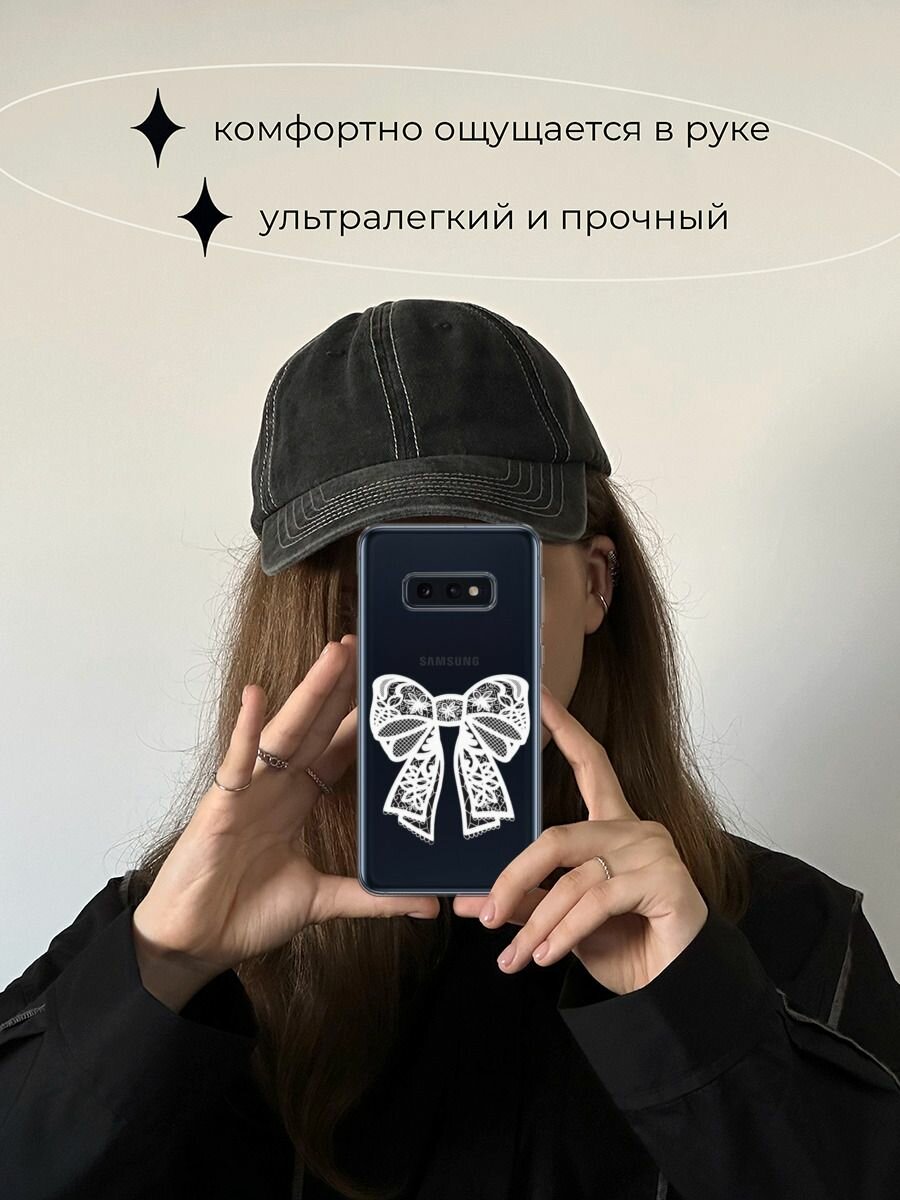 Чехол на Samsung Galaxy S10E / Самсунг Галакси S10E с принтом "Черно-белый бант 2" — фото 1