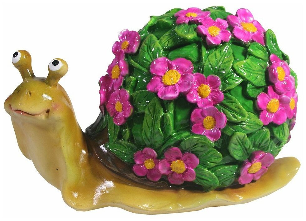 Садовая фигура Улитка резная (акрил, цветы розовые), 14*10*12см KSMR-713593/D070