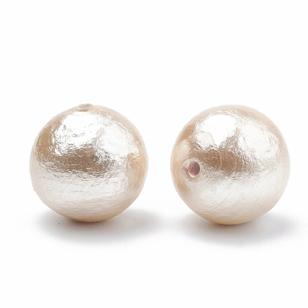 Хлопковый жемчуг, бусина - 14 мм, персиковый (комплект из 2-х шт.)