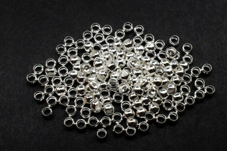 Кримпы (бусины зажимные) 2,5х2мм, отверстие 1,5мм, цвет серебро, 35-034, 1г (около 45шт)