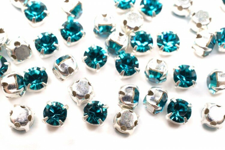 Шатоны Preciosa Maxima 4мм в оправе, цвет blue zircon DF/silver, 63-134, 10шт