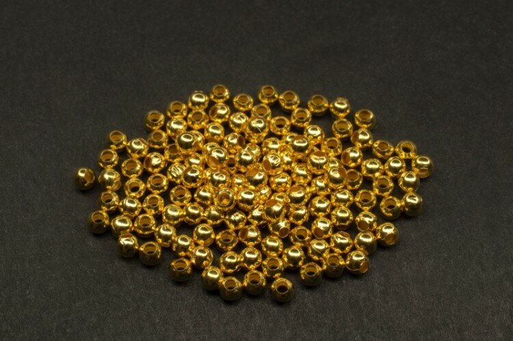Бусина разделительная спейсер 3х2,6мм, отверстие 1мм, цвет золото, латунь, 24-082, 5г (около 130шт)