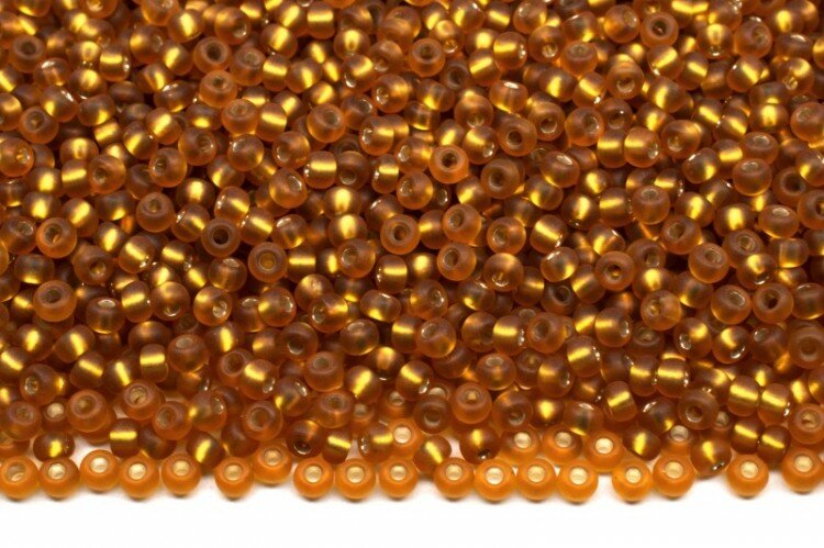 Бисер чешский PRECIOSA круглый 10/0 17070М матовый золотистый, серебряная линия внутри, 1 сорт, 50г