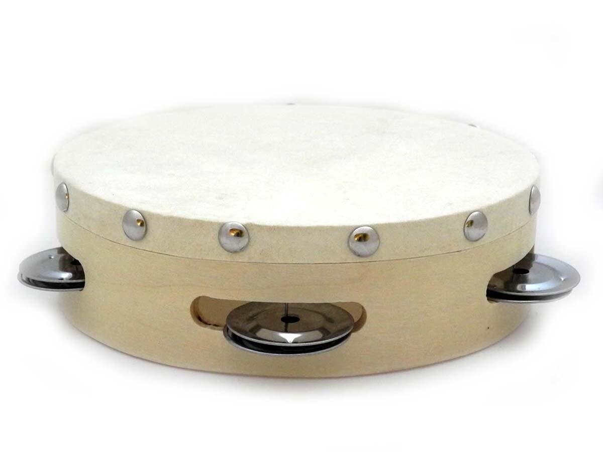 Тамбурин с 4 джинглами 15 см, дерево, металл, кожа, FT 6-4 Flight