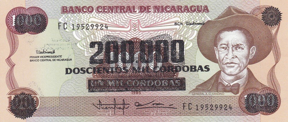Никарагуа 200000 кордоб 1990 г.