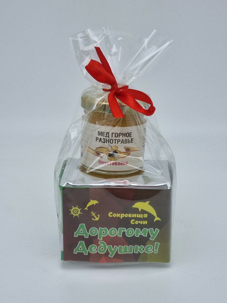 Чай черный бандеролька "Дорогому дедушке" 35гр + мед 50гр