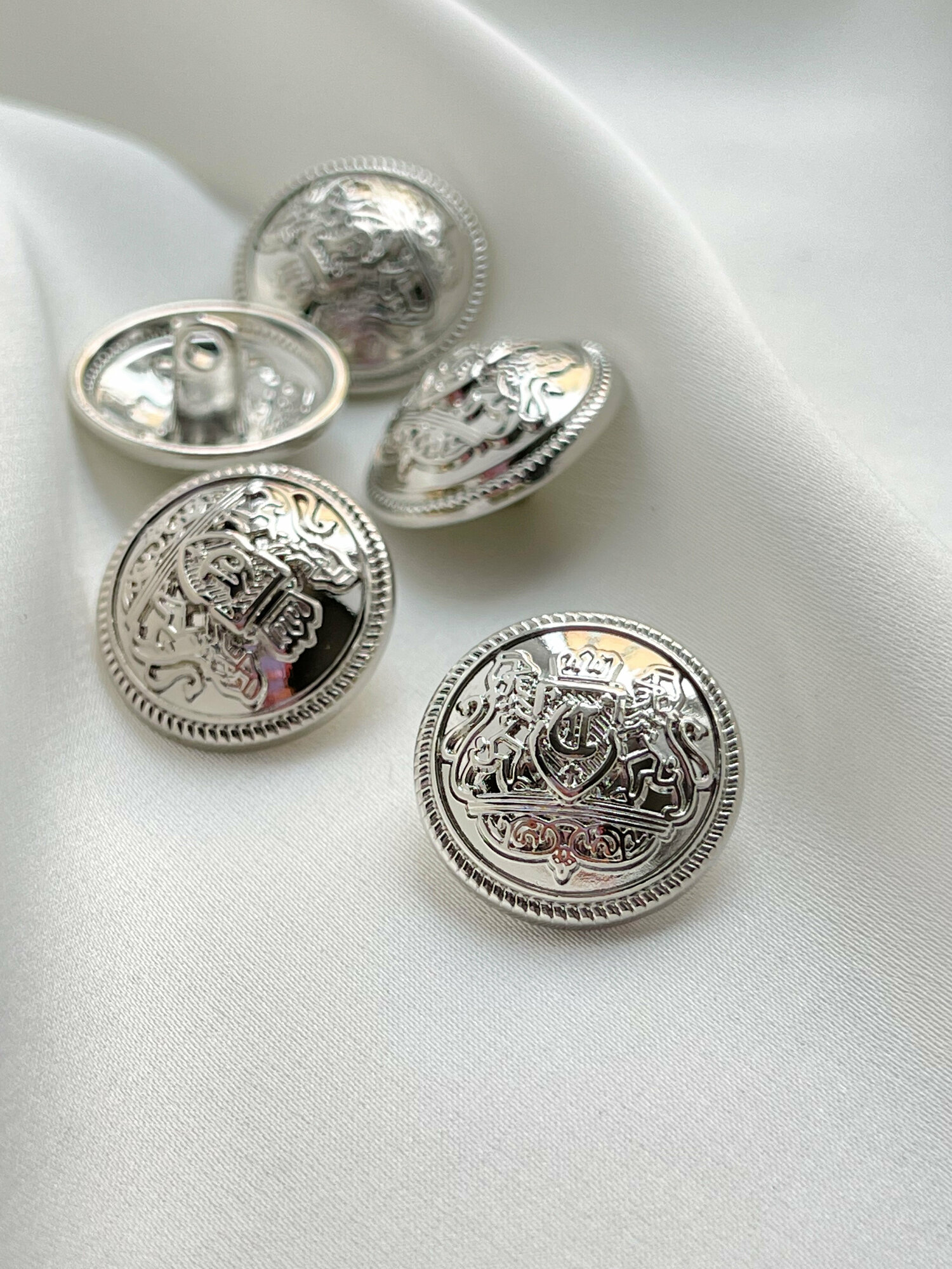 Пуговицы серебряные с гербом 18 мм, 5 штук