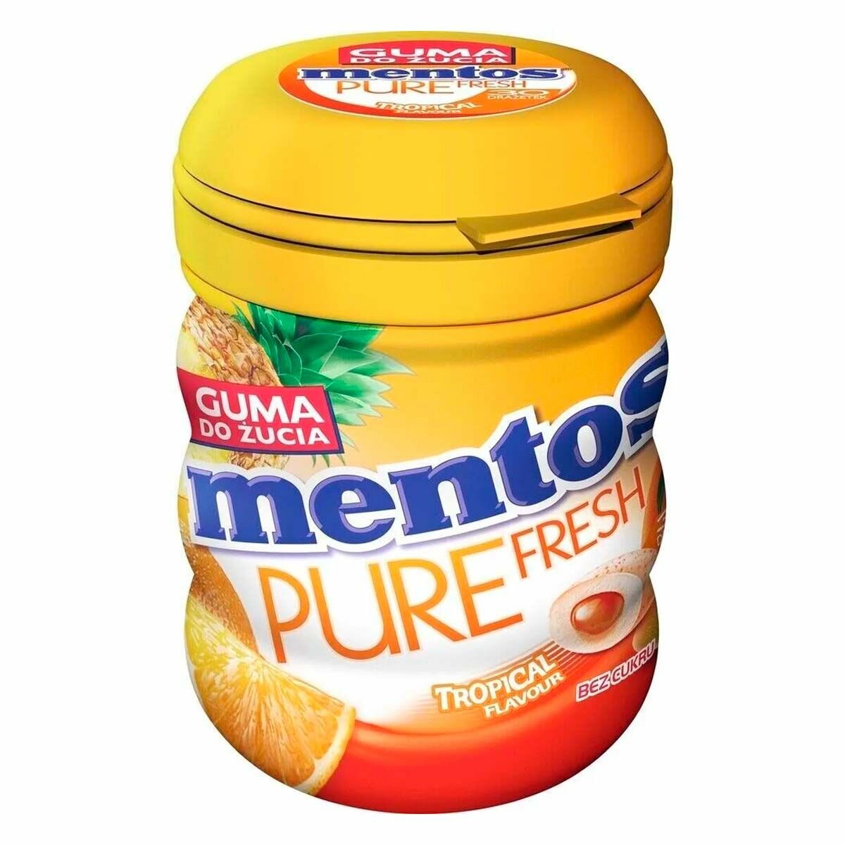 Жевательная резинка Mentos Pure Fresh Tropical со вкусом тропических фруктов (без сахара) (Ирландия), 60 г
