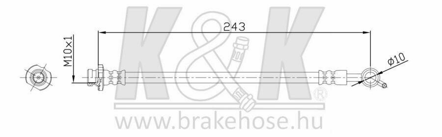 K&K FT0849 Шланг тормозной NISSAN Qashqai (J10 JJ10) 1.5 DcI 1.6 2.0 2.0 dCi 02.07-