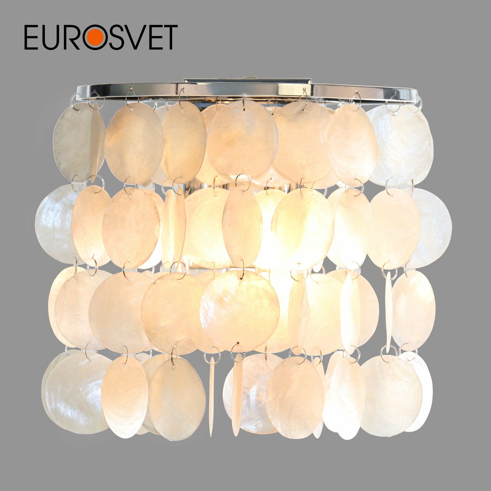 Бра / Настенный светильник с перламутром Eurosvet Sandra 60084/2, E14, 2*60 Вт, цвет хром/перламутр