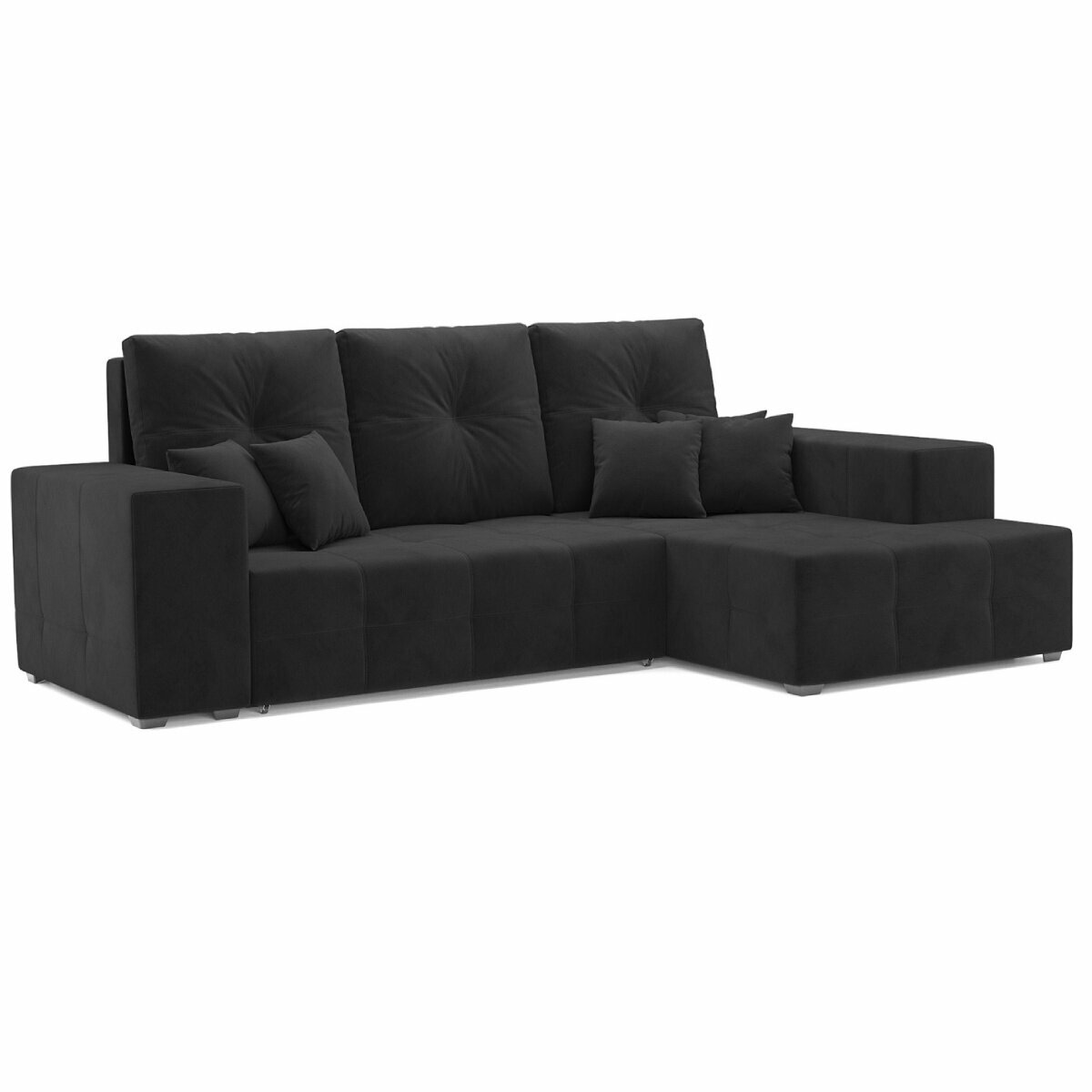 Угловой диван Сток Диванов Авиньон Black черный, механизм еврокнижка