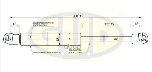 Амортизатор капота BMW X5 (E70), 02, 07- 390N L=410, 155MM G.U.D арт. GGS010132