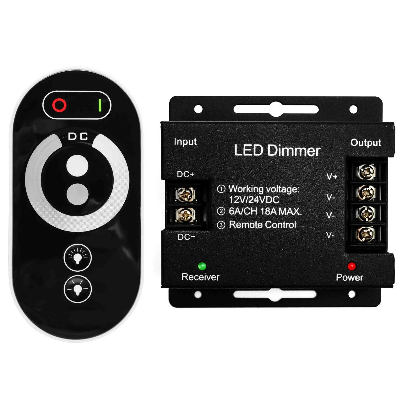 04-11 Диммер 12В, 216 Вт, размер 83x79x33 мм, пульт сенсорный, для монохромной светодиодной ленты