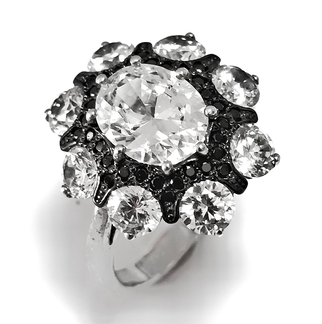 Перстень, серебро, 925 проба, родирование, фианит