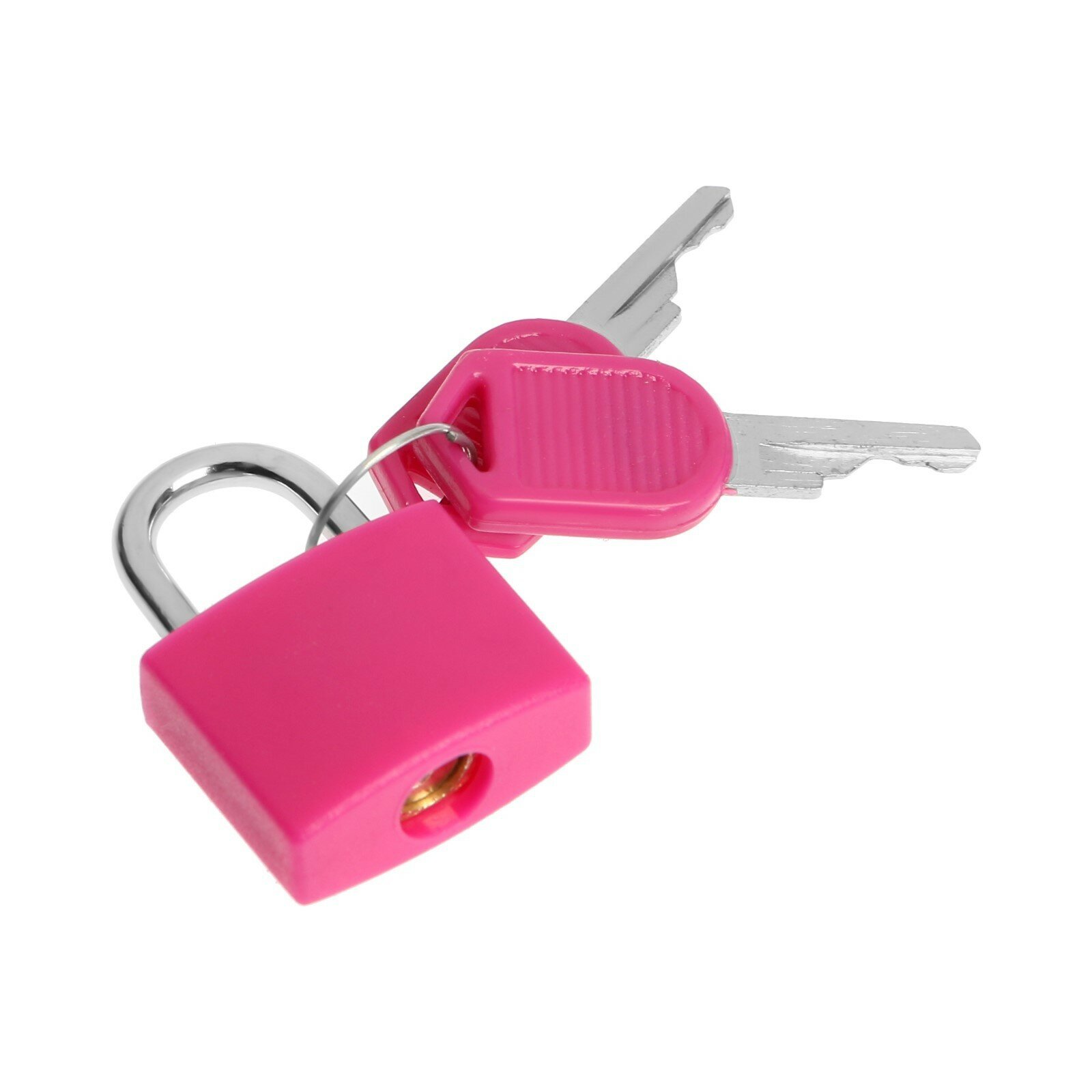 Замок навесной TUNDRA, для чемодана, цилиндрический, 2 ключа, розовый