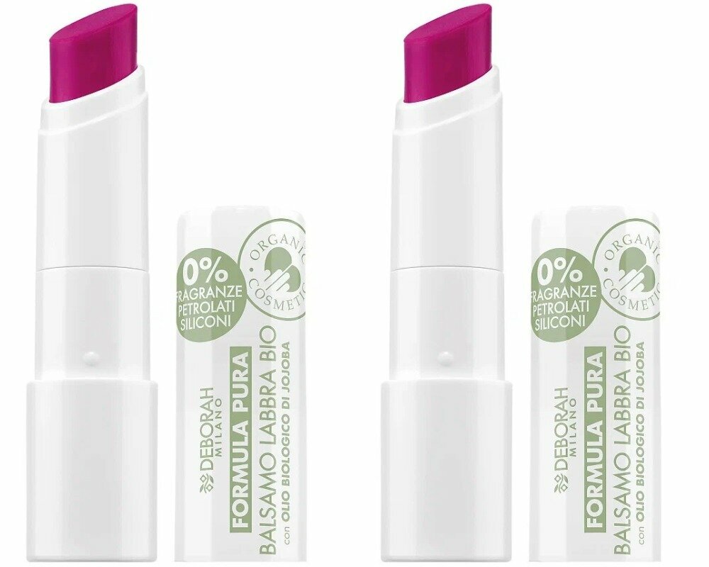 Помада-бальзам для губ Deborah Milano Formula Pura Lip Balm, тон 09 Лиловый, 3,75 гр, 2 шт