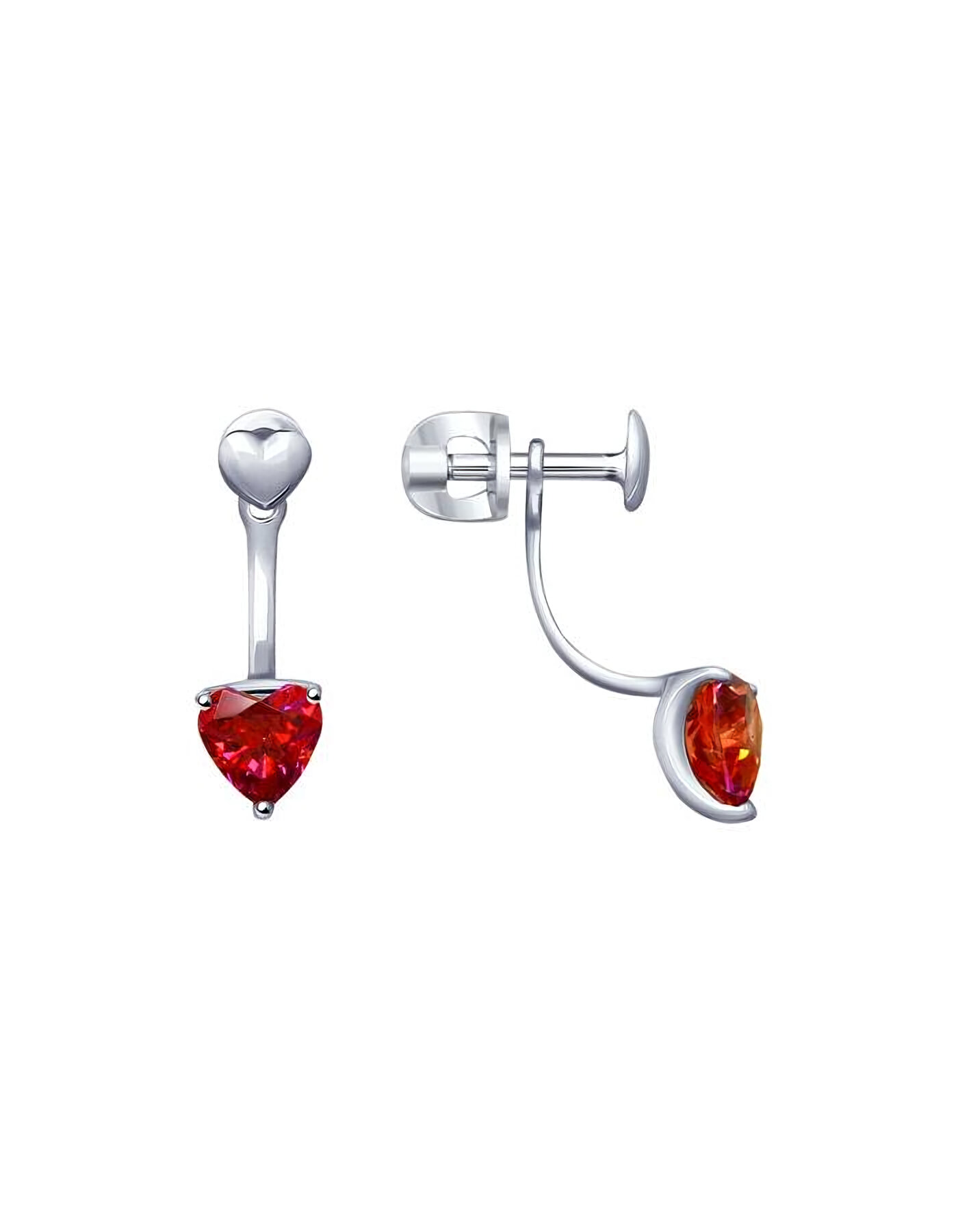 Серьги пусеты, серебро, 925 проба, родирование, кристаллы Swarovski