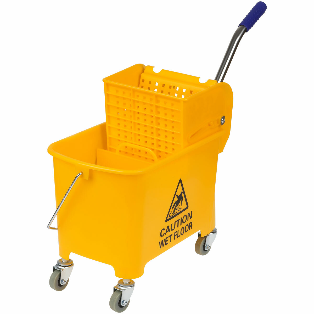 Тележка уборочная-ведро OfficeClean Professional, 2 секции, 20л, прямоугол, механич. отжим, желтая