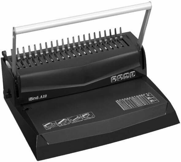 Переплетчик Gladwork A4, перфорация 12 листов, сшивание максимум 450 листа, пластиковая пружина, до 51 мм (IBIND A12)