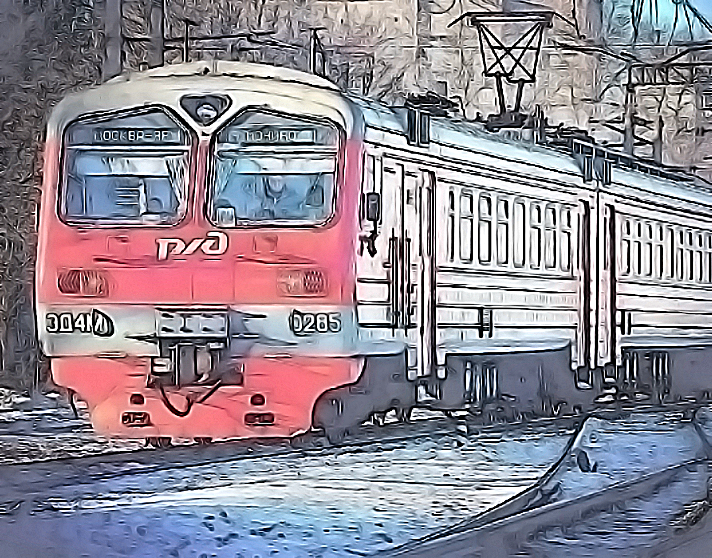 Картина по номерам "Поезд" 40х50 см, хлопковый холст на подрамнике, акрил, АртТойс