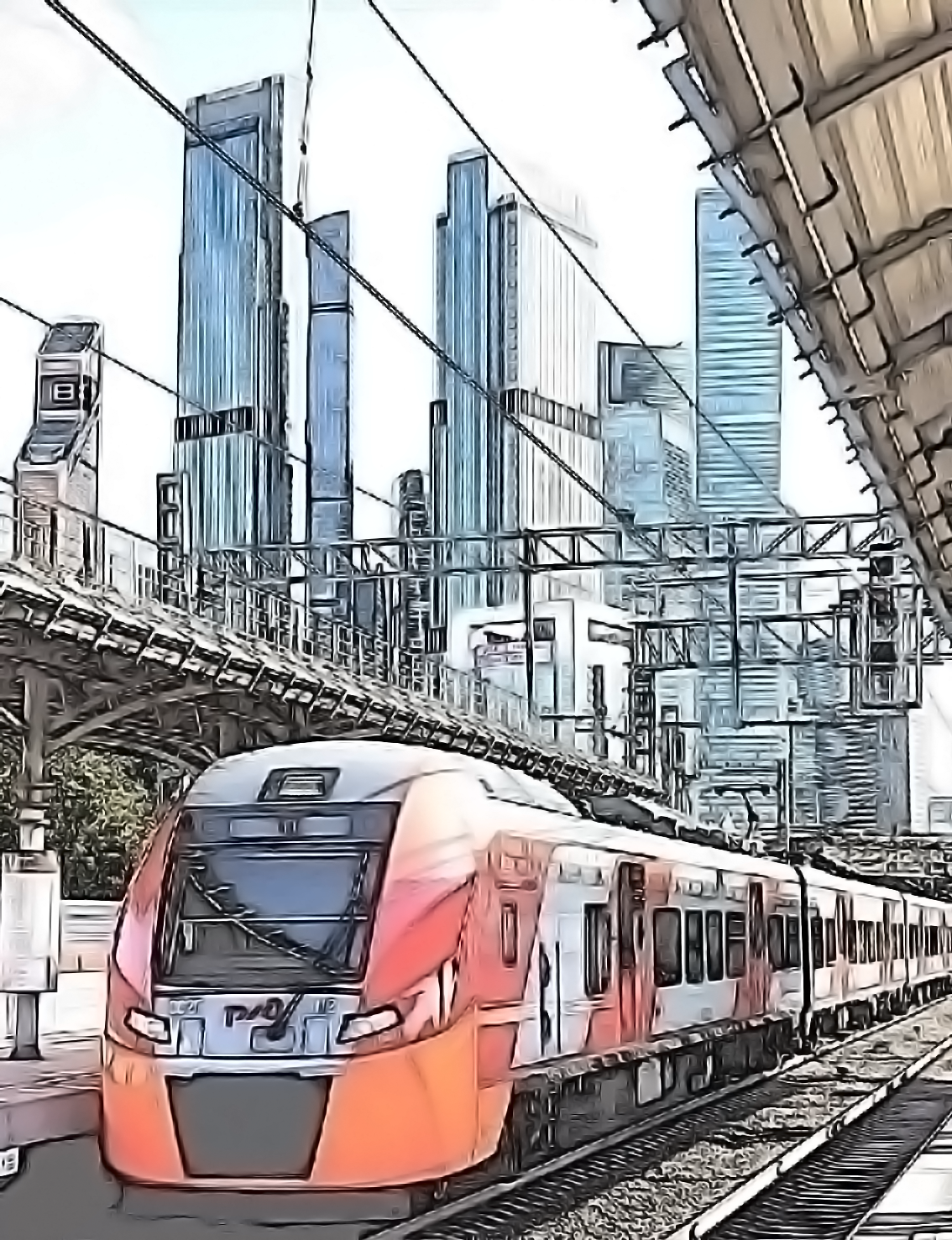 Картина по номерам "Электропоезд" 40х50 см, хлопковый холст на подрамнике, акрил, Hobby Home