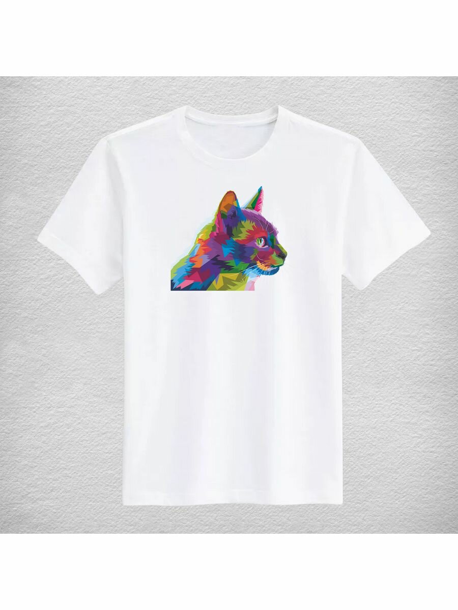 Футболка кот поп арт цветной