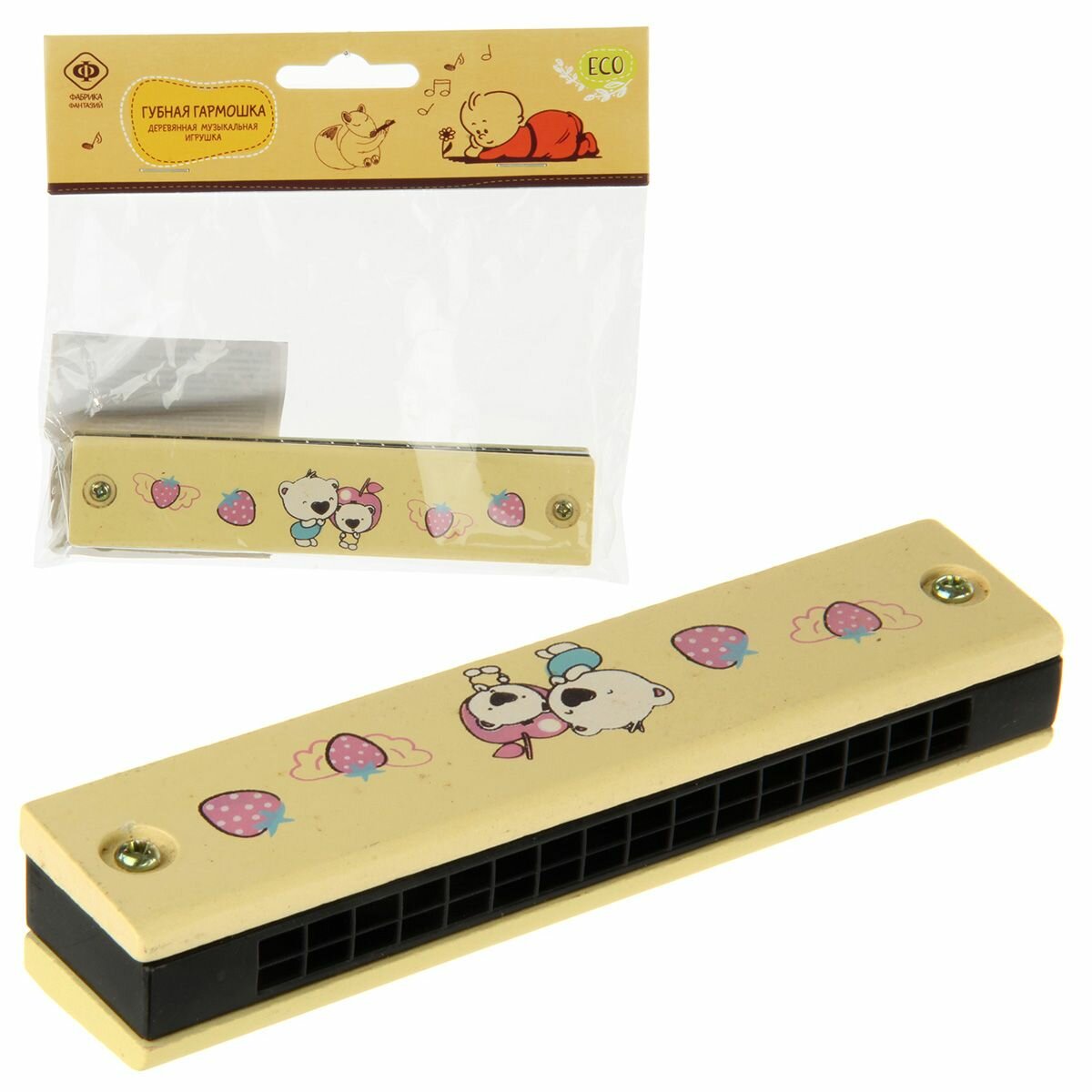 Деревянный музыкальный инструмент игрушка "Губная гармошка", Фабрика Фантазий, 106093