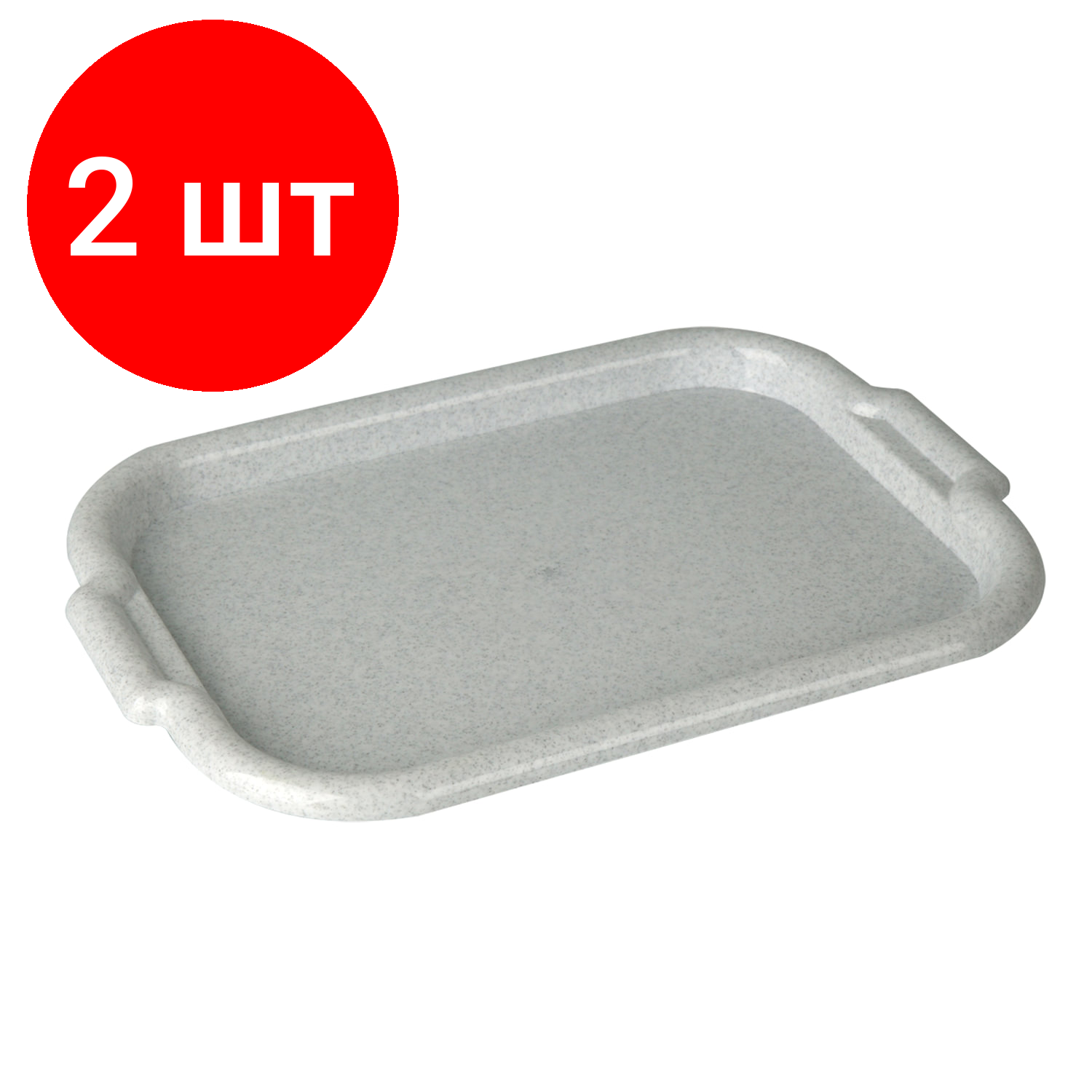 Комплект 2 шт, Поднос универсальный большой, 33х49 см, цвет мраморный/белый, IDEA, М 1111