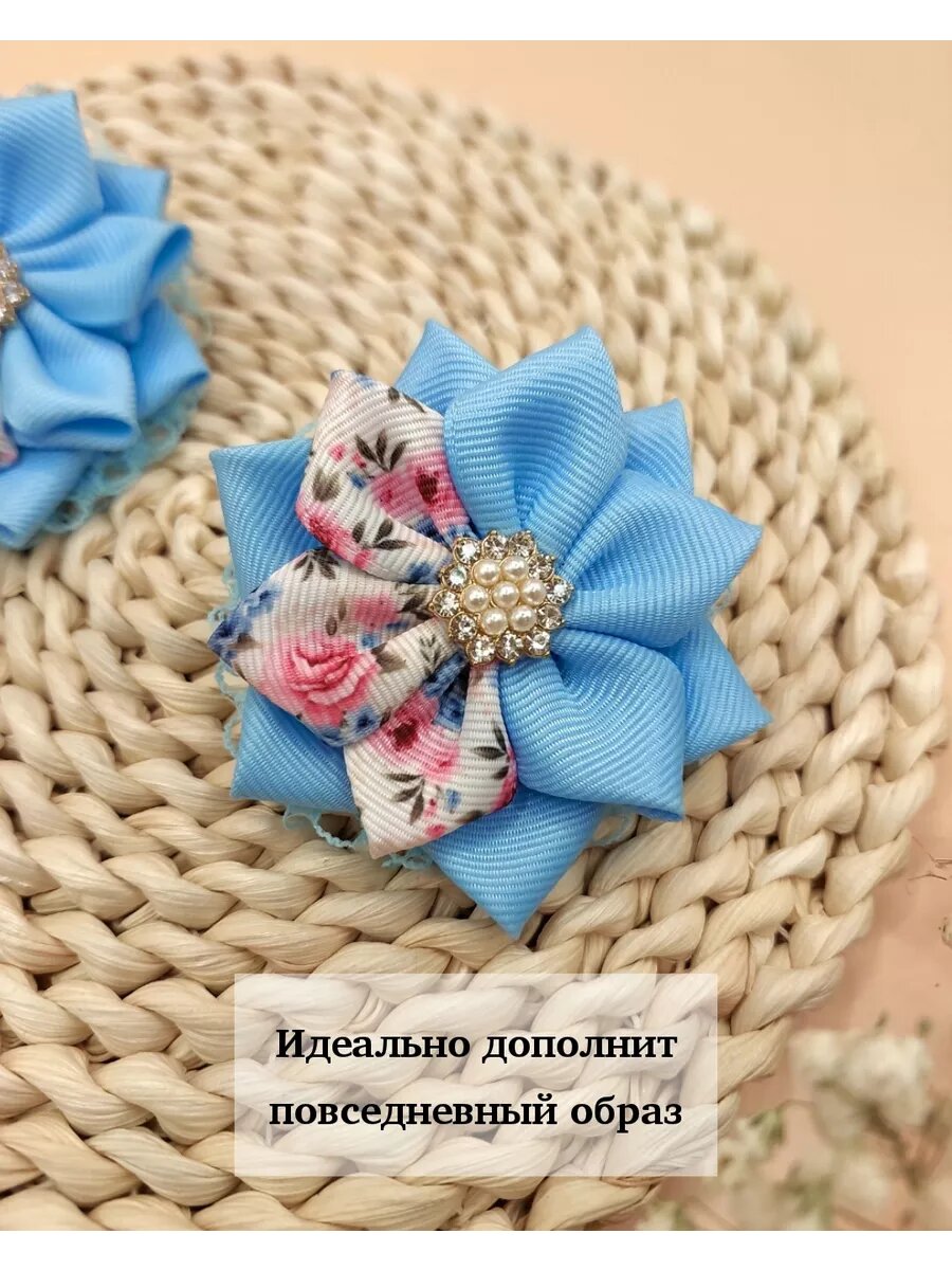 Набор бантиков "Арт и Дизайн", ручная работа, декоративные элементы, голубые — фото 1