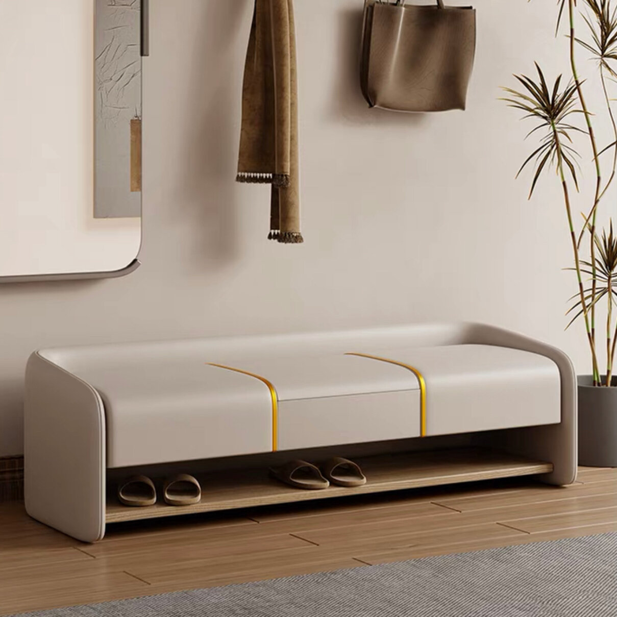 Банкетка Deborah (100см/ молочный)