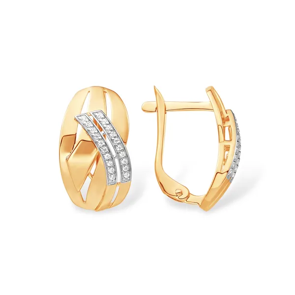 Серьги, красное золото, 585 проба, фианит