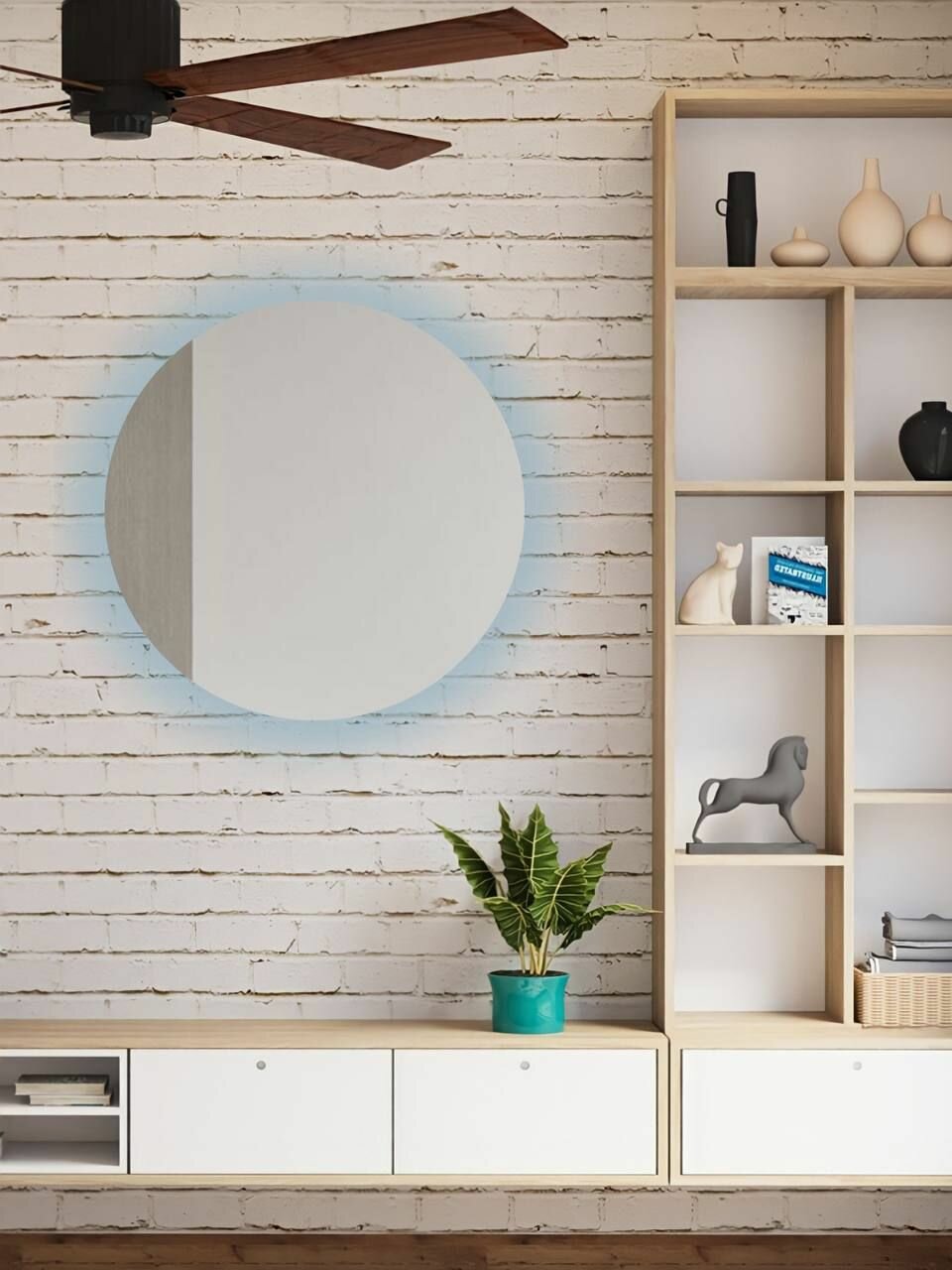 Зеркало с подсветкой 6000К, 60х60, без сенсора, круглое