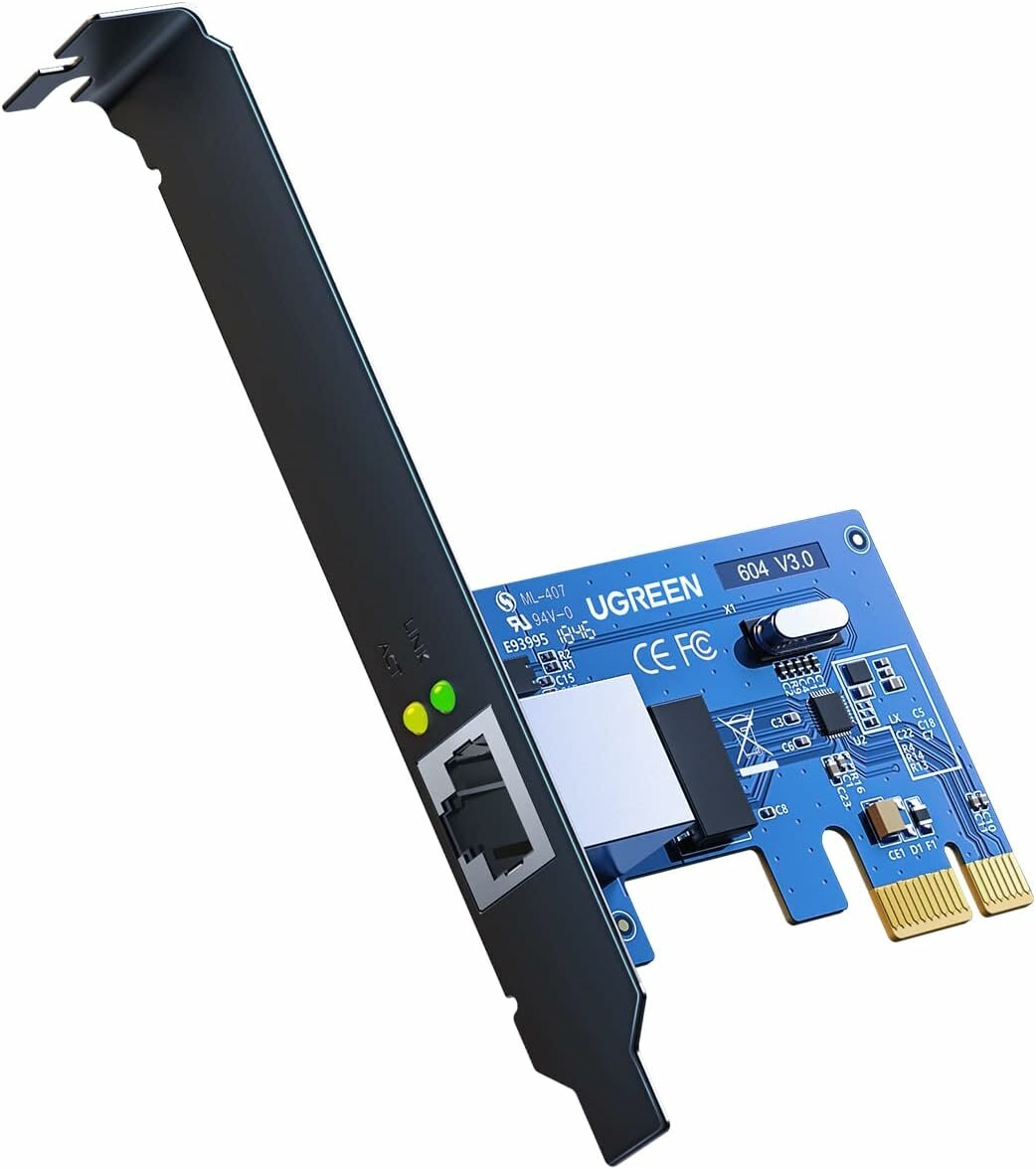 Карта сетевая (адаптер) PCI - RJ45 10/100/1000 Мбит/с. черная Ugreen