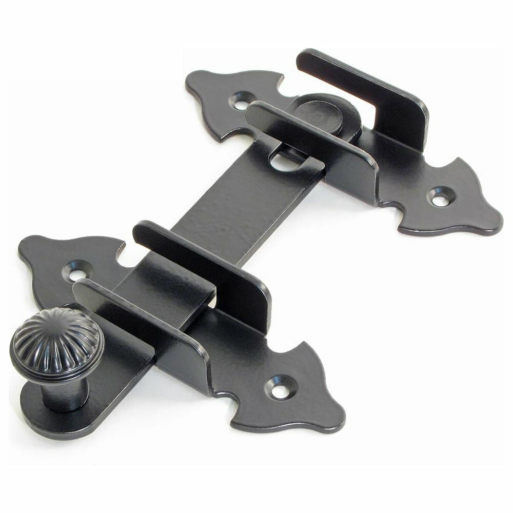 Накладная фигурная задвижка Tech-Krep/Zitar ЩМ-90x90 плоский ригель L120 черный матовый. пакет 90x90