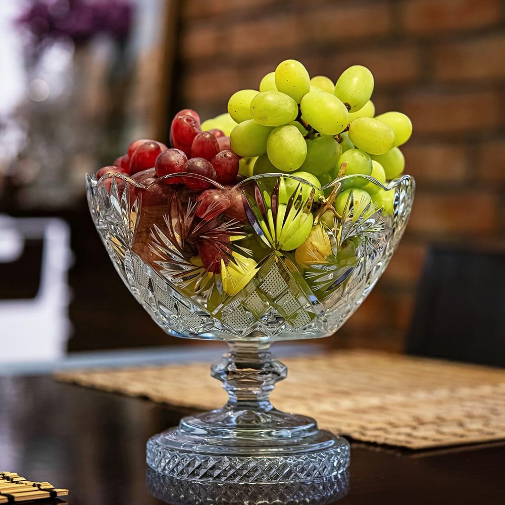 Ваза хрустальная на ножке для сервировки стола Неман 10290/2 1000/31