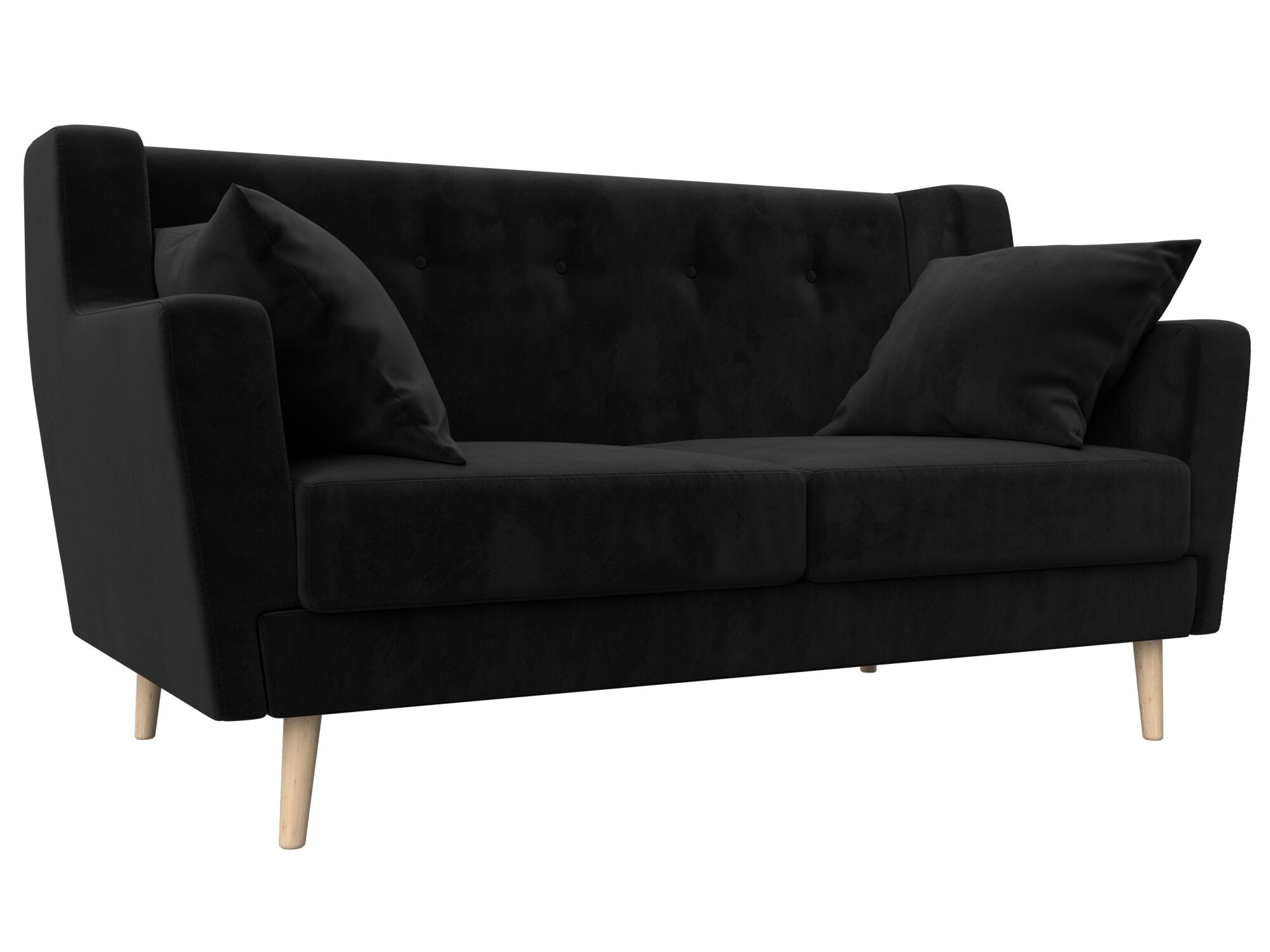 Диван кухонный прямой Брайтон 2, велюр, механизм нераскладной, черный, 139x77x85см. Хит Диванов