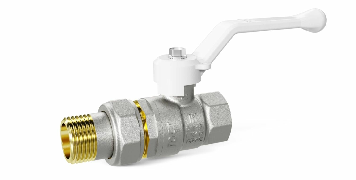 Кран шаровой латунный LD Pride 47.15 Ду15 В-ГШ. Р с американкой рычаг (White)