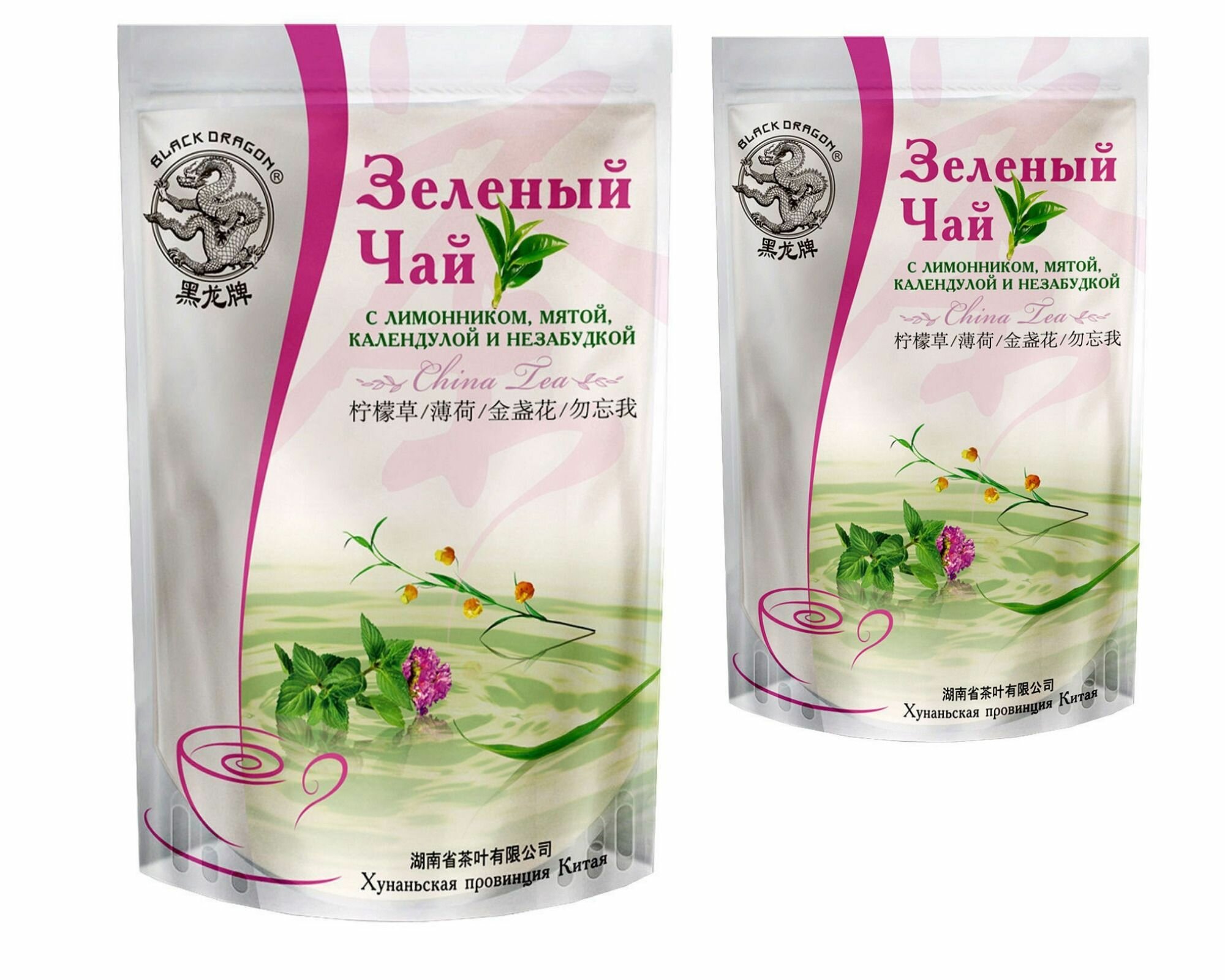 Черный Дракон Чай Зеленый, с лимонником, мятой, календулой и незабудкой, 100 г, 2 шт