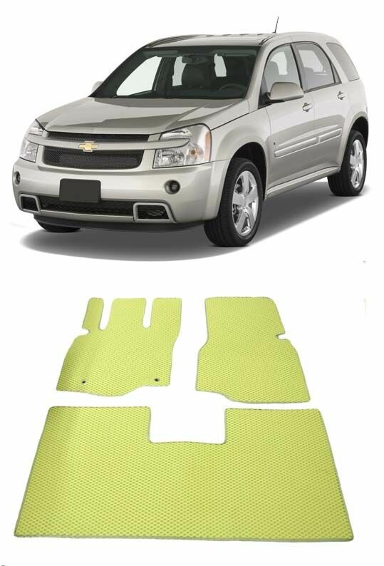 Ева коврики Chevrolet Equinox 2004 - 2009/ Ева ЭВА ромб/ цвет Черный c серой окантовкой / EVA Smart / коврики в салон автомобиля Шевролет