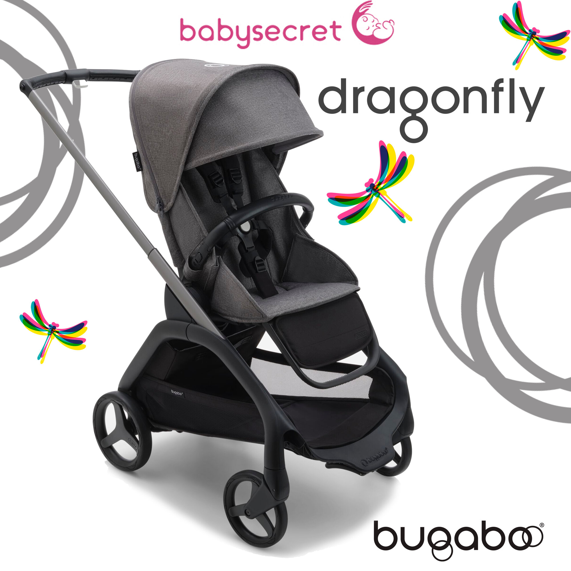 Коляска прогулочная Bugaboo Dragonfly на шасси Grafit/grey/grey melange