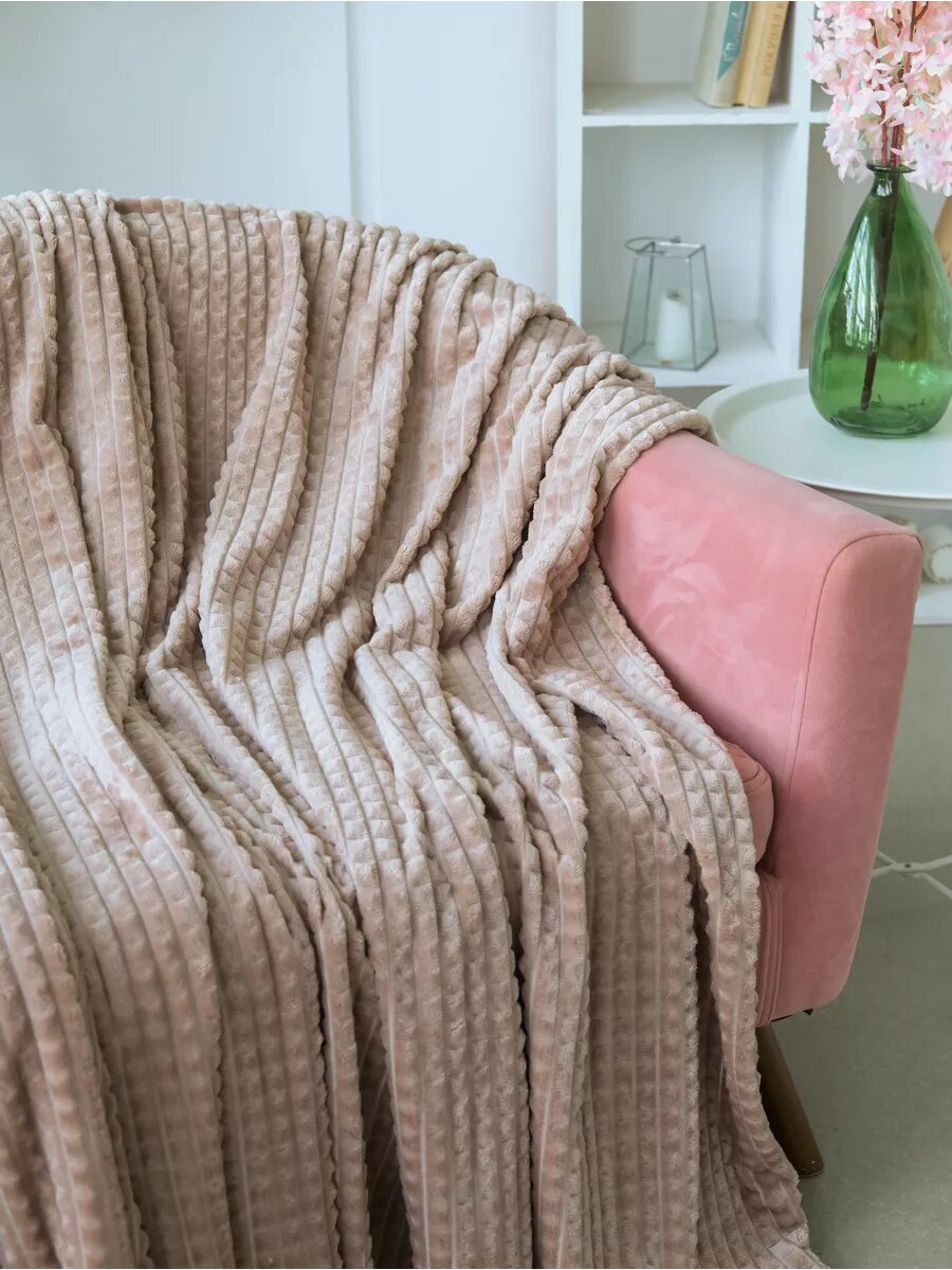 Плед 150х200 Покрывало37 кубик легкий плюшевый новогодний на диван и кровать