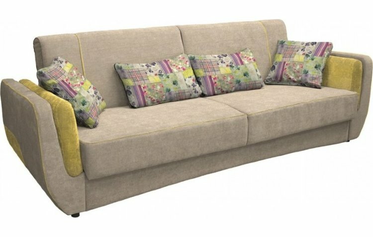 Прямой диван Алекс 2 Бежевый Велюр, книжка, 240х92х81 см, с ящиком для белья